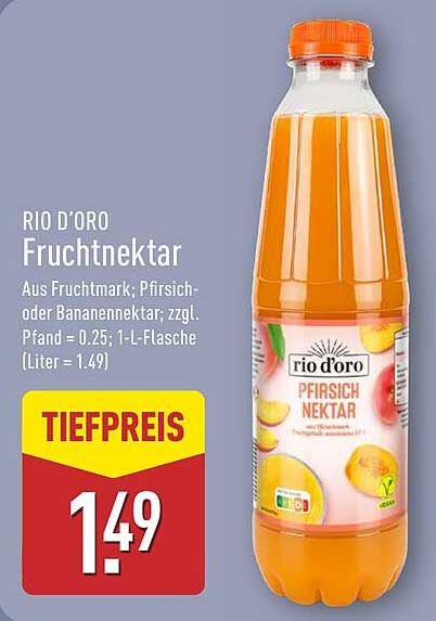 Rio D’oro Pfirsich Nektar 1-Liter-Flasche Angebot bei Aldi Nord ...