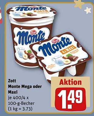 Zott Monte Mega Oder Maxi Angebot bei REWE Center - ProspektGuru.de