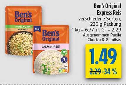 Ben's Original Express Reis Verschiedene Sorten 220 G Beutel/Packung ...