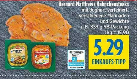 Bernard Matthews Hähnchensteaks Mit Joghurt Verfeinert, Verschiedene ...