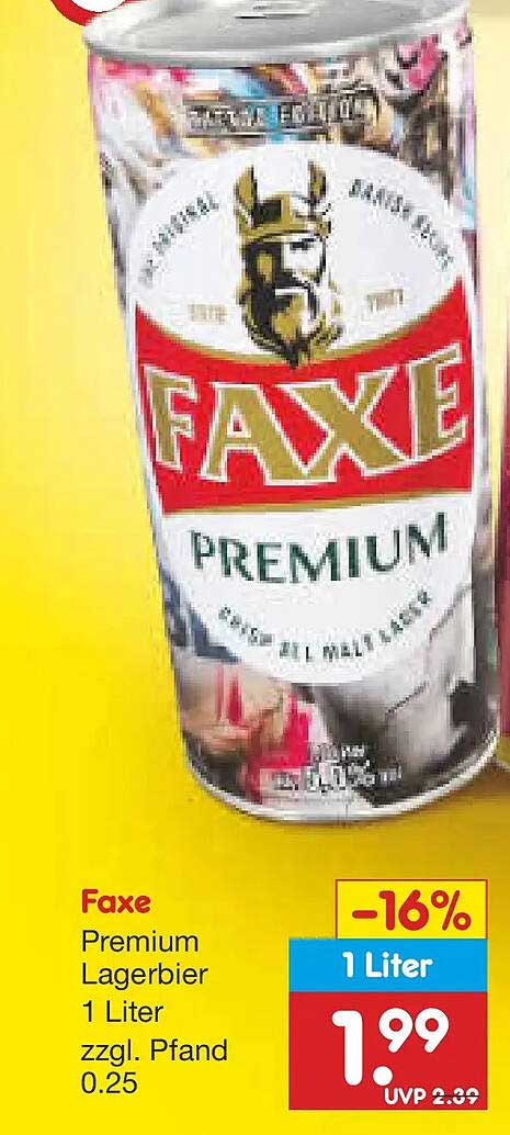 Faxe Premium Lagerbier 1 Liter Angebot bei Netto Marken-Discount ...