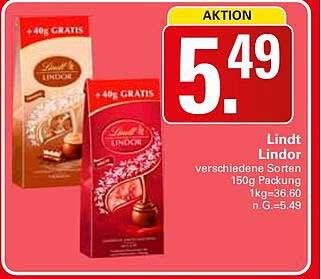 Lindt Lindor Verschiedene Sorten 150G Packung Angebot bei WEZ ...