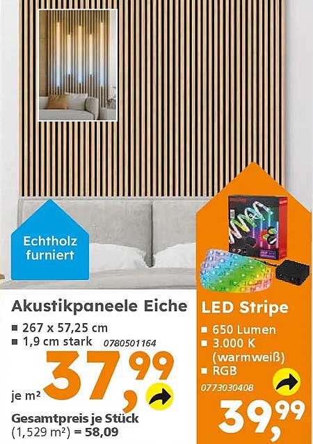 Akustikpaneele Eiche Angebot bei Globus Baumarkt - ProspektGuru.de