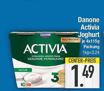 Danone Activia Joghurt Je 4X115G Packung Angebot bei E-Center ...