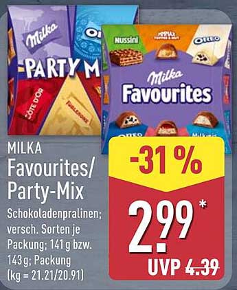 Milka Favourites/Party-Mix Schokoladenpralinen; Versch. Sorten Je ...