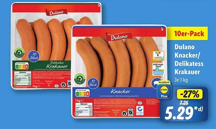 Dulano Knacker/Delikatess Krakauer Angebot bei Lidl
