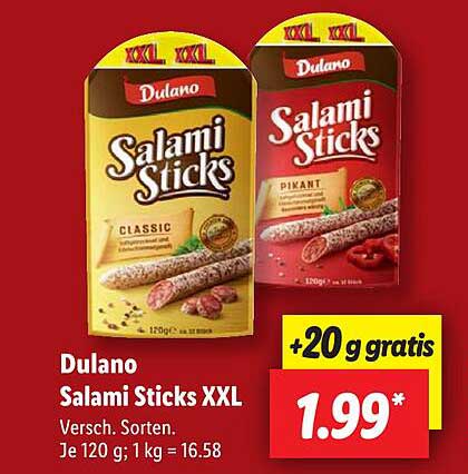 Dulano Salami Sticks Xxl Angebot bei Lidl