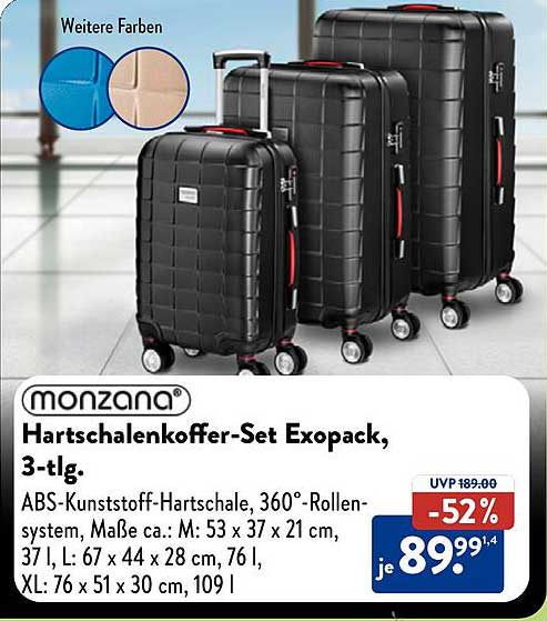 Monzana® Hartschalenkoffer-Set Exopack, 3-Tlg. Angebot bei Aldi Nord ...