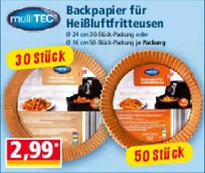 Multitec Backpapier Für Heißluftfritteusen Angebot bei Norma ...