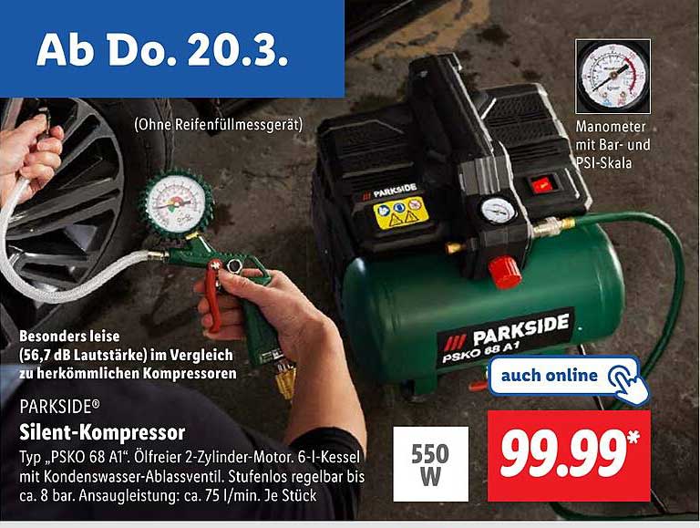 Parkside Silent-Kompressor Angebot bei Lidl