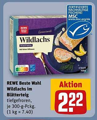 Rewe Beste Wahl Wildlachs Im Blätterteig Angebot bei REWE Center