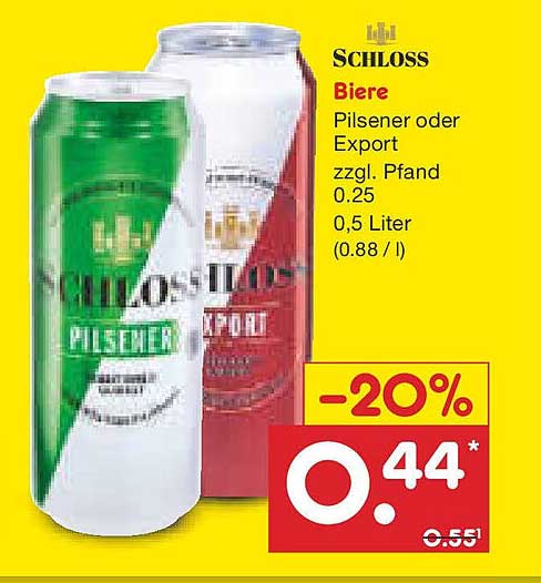 Schloss Biere Pilsener Oder Export Angebot bei Netto Marken-Discount ...