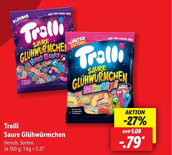 Trolli Saure Glühwürmchen Angebot bei Lidl - ProspektGuru.de