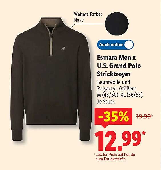 Esmara Men X U.s. Grand Polo Stricktroyer Angebot bei Lidl ...
