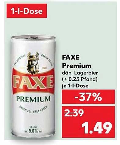 Faxe Premium Dän. Lagerbier Je 1-I-Dose Angebot bei Kaufland ...