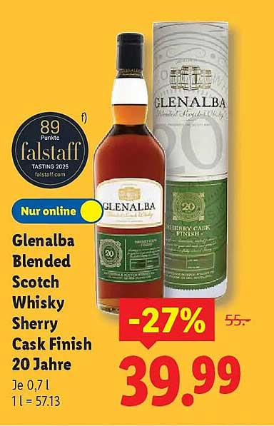 Glenalba Blended Scotch Whisky Sherry Cask Finish 20 Jahre Angebot bei ...