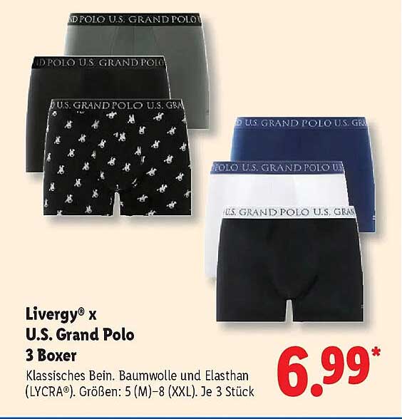 Livergy® X U.s. Grand Polo 3 Boxer Angebot bei Lidl - ProspektGuru.de