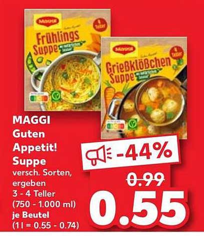Maggi Guten Appetit! Suppe Versch. Sorten, Ergeben 3 - 4 Teller (750 ...