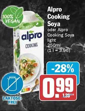 Alpro Cooking Soya Oder Alpro Cooking Soya Light 250Ml (1 L = 3.96 ...