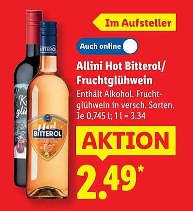 Allini Hot Bitterol/Fruchtglühwein Angebot bei Lidl - ProspektGuru.de