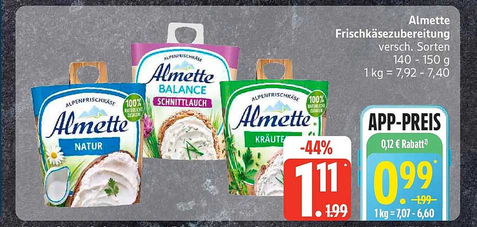 Almette Frischkäsezubereitung In Verschiedenen Sorten Angebot bei ...