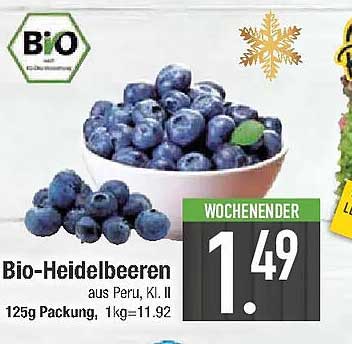 Bio-Heidelbeeren Aus Peru, Kl. Ii Angebot bei E-Center - ProspektGuru.de