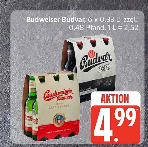 Budweiser Budvar, 6 X 0,33 L Angebot bei Marktkauf - ProspektGuru.de