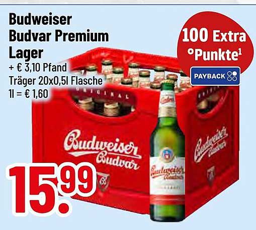 Budweiser Budvar Premium Lager Angebot bei trinkgut - ProspektGuru.de