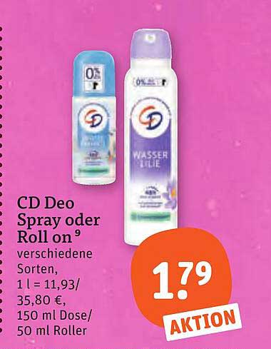 Cd Deo Spray Oder Roll On - 150 Ml Dose/50 Ml Roller Angebot bei tegut ...