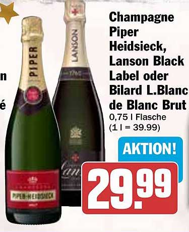 Champagne Piper Heidsieck, Lanson Black Label Oder Bilard L.blanc De ...