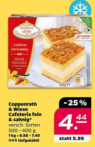 Coppenrath & Wiese Cafeteria Fein & Sahnig Mandel Bienenstich 530G ...