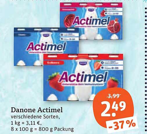 Danone Actimel Verschiedene Sorten Angebot bei tegut - ProspektGuru.de