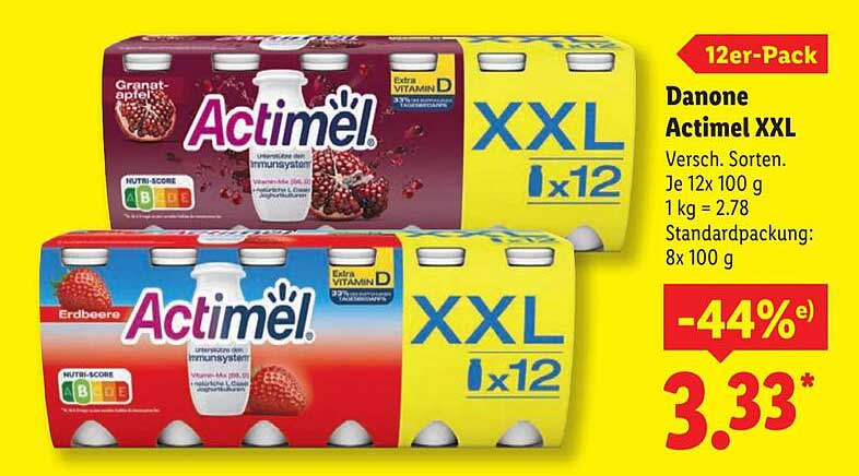 Danone Actimel Xxl 12Er-Pack Angebot bei Lidl - ProspektGuru.de