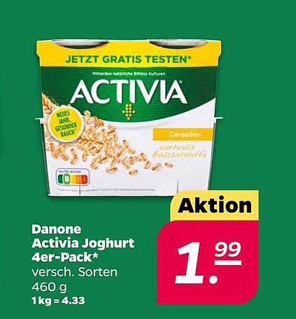 Danone Activia Joghurt 4Er-Pack* Verschiedene Sorten Angebot bei NETTO ...