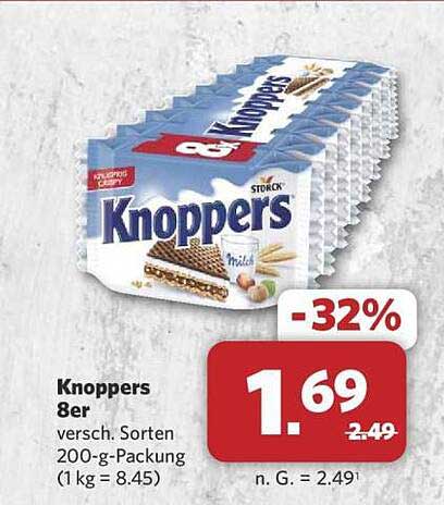 Knoppers 8Er Verschiedene Sorten 200-G-Packung Angebot bei Combi ...