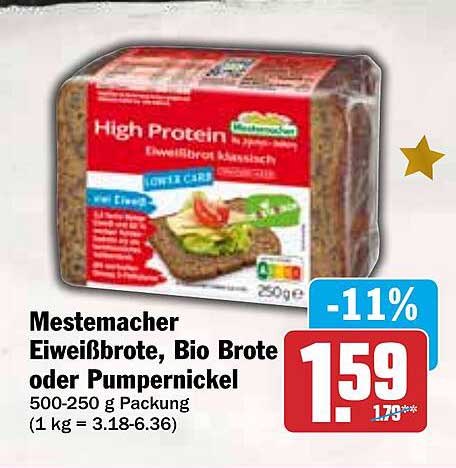Mestemacher Eiweißbrote, Bio Brote Oder Pumpernickel 250 G Packung ...