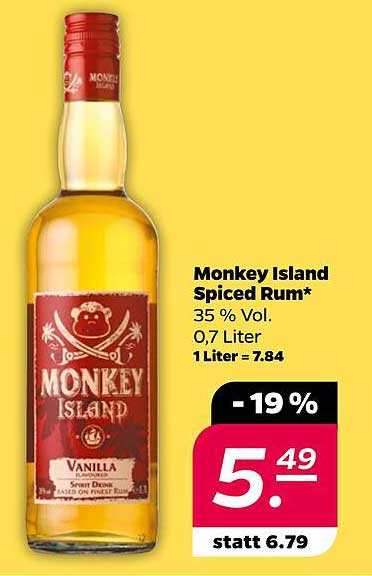 Monkey Island Spiced Rum 0,7 Liter Angebot bei NETTO - ProspektGuru.de