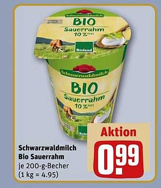 Schwarzwaldmilch Bio Sauerrahm 10 % Fett Je 200-G-Becher Angebot bei ...