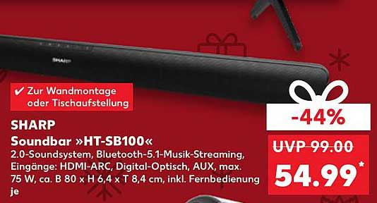 Sharp Soundbar »Ht-Sb100« Angebot bei Kaufland - ProspektGuru.de