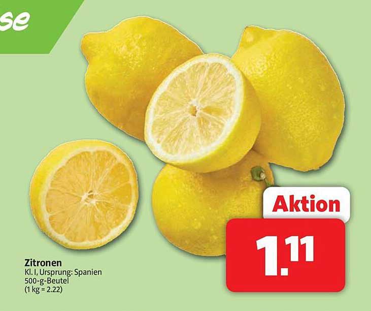 Zitronen Kl. I, Ursprung: Spanien, 500-G-Beutel Angebot bei Markant ...