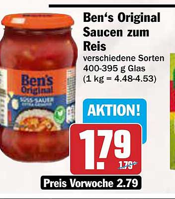 Ben‘s Original Saucen Zum Reis Verschiedene Sorten 400-395 G Glas ...