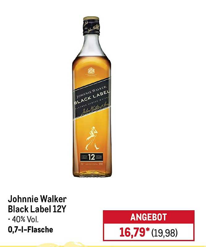 Johnnie Walker Black Label 12Y · 40% Vol. 0,7-L-Flasche Angebot bei ...