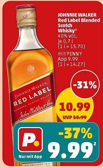 Johnnie Walker Red Label Scotch Whisky, 40% Vol. Angebot bei Edeka ...