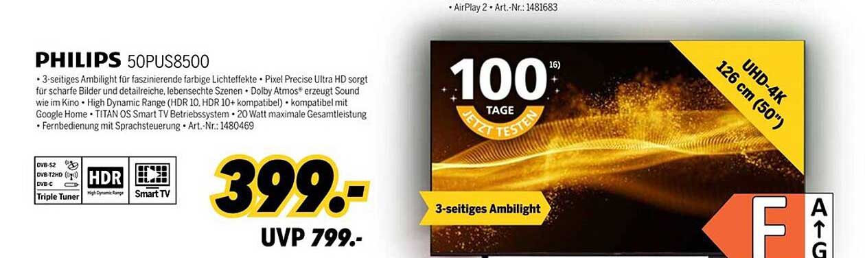 Philips 50Pus8500 Angebot bei MEDIMAX - ProspektGuru.de
