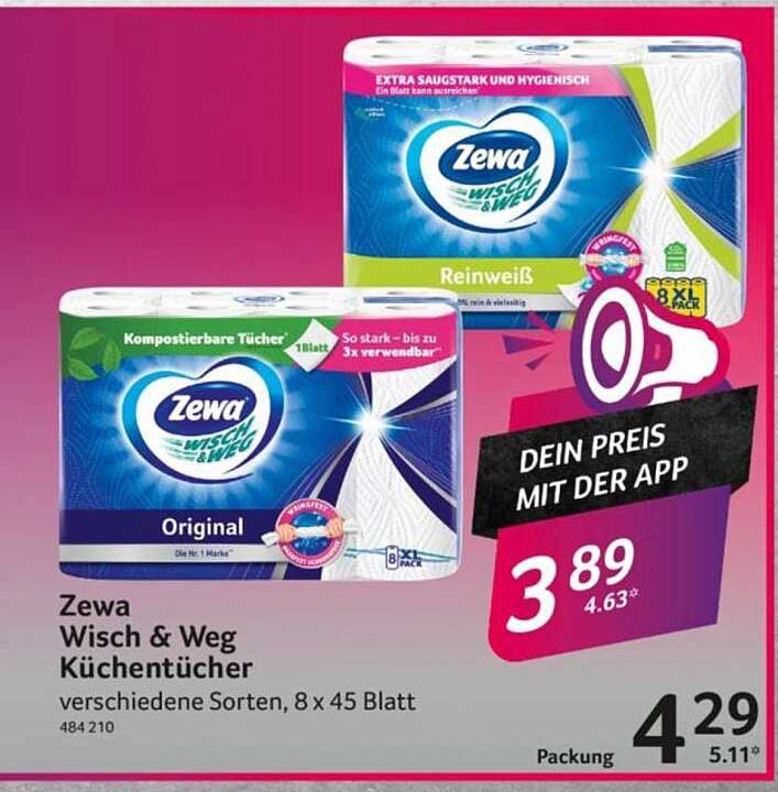 Zewa Wisch & Weg Küchentücher Verschiedene Sorten, 8 X 45 Blatt Angebot bei Selgros ...