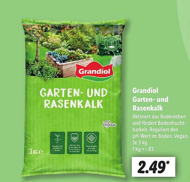 Grandiol Garten- Und Rasenkalk Angebot bei Lidl - ProspektGuru.de