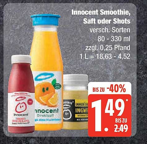 Innocent Smoothie, Saft Oder Shots Angebot bei Edeka