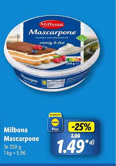 Milbona Mascarpone Angebot bei Lidl