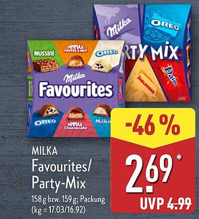 Milka Favourites/Party-Mix Angebot bei Aldi Nord