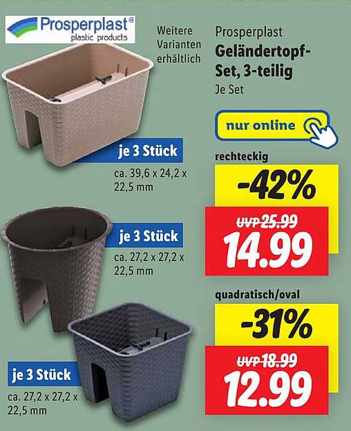 Prosperplast Geländertopf-Set, 3-Teilig Angebot bei Lidl - ProspektGuru.de